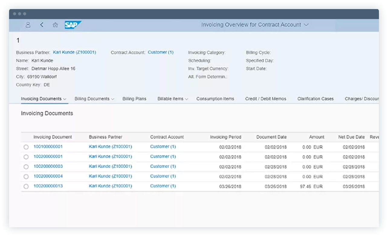 SAP S/4HANA Cloud for contract accounting and invoicing