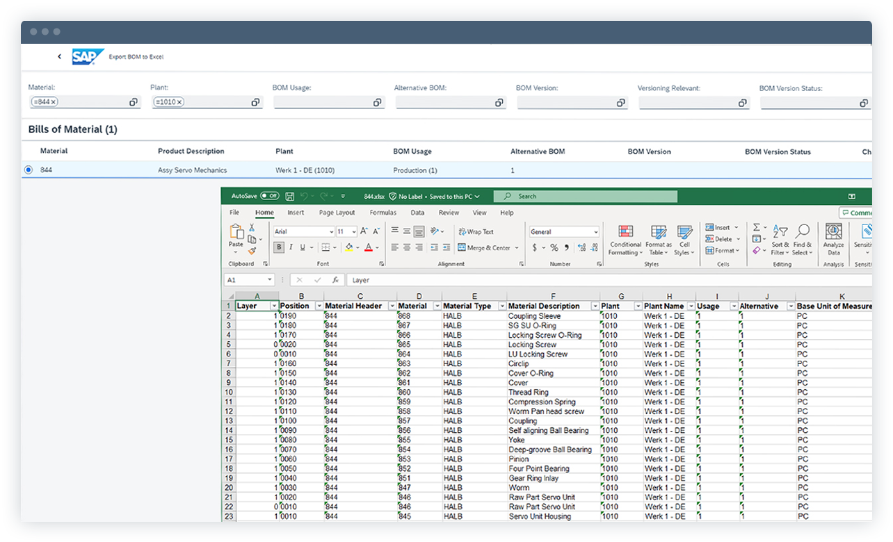 BOM Excel Export micro-app