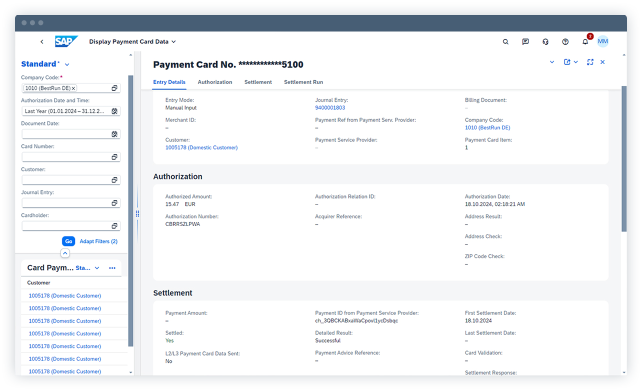 SAP digital payments add-on