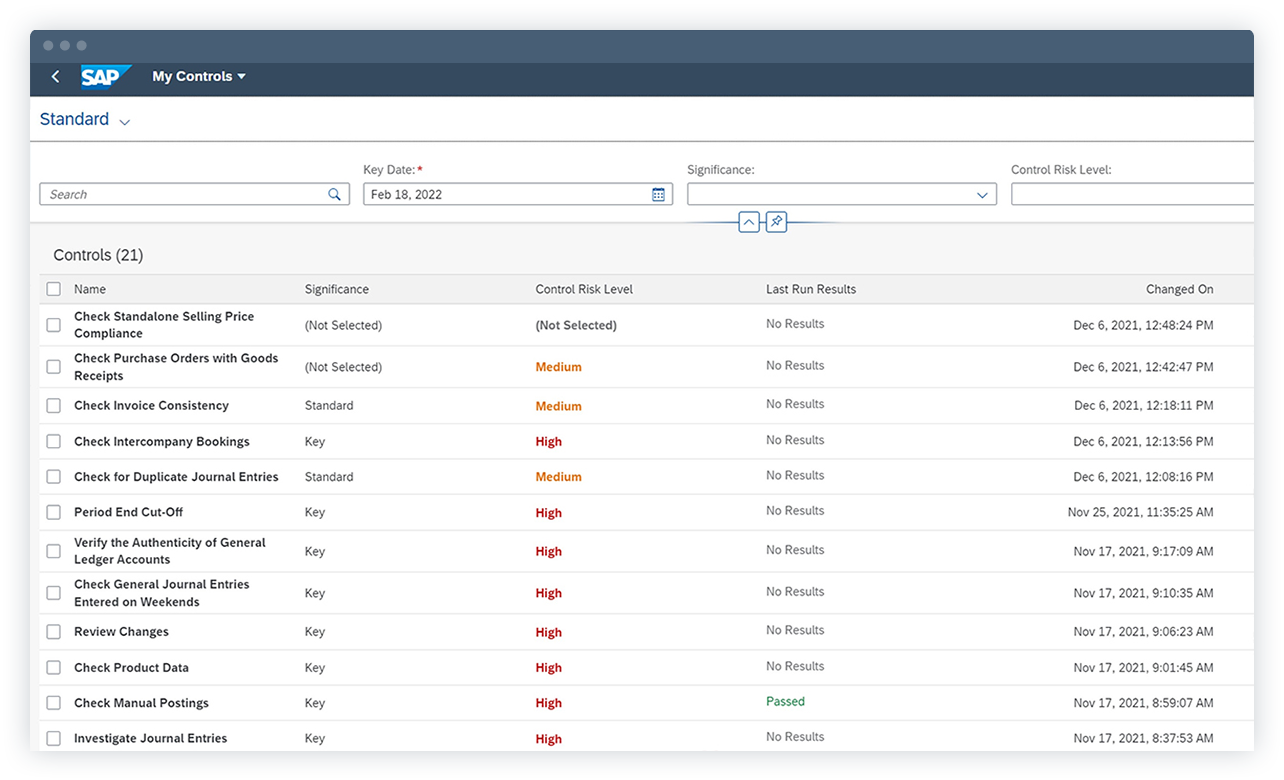 Baseline activation service for SAP Risk and Assurance Management
