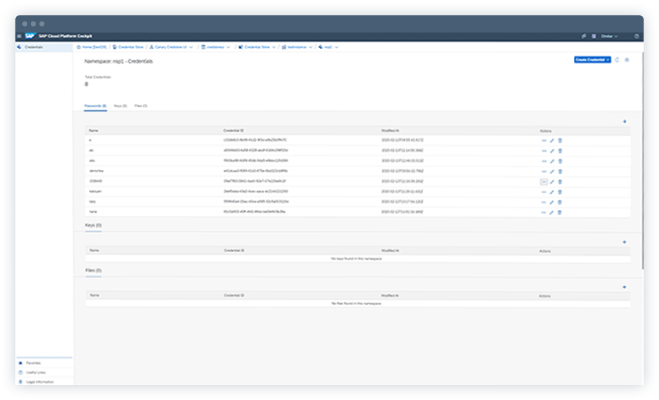 SAP Credential Store