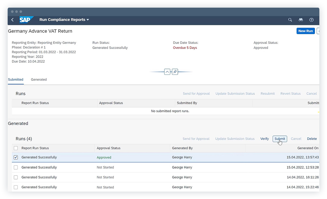 Quick-start service for SAP Document and Reporting Compliance
