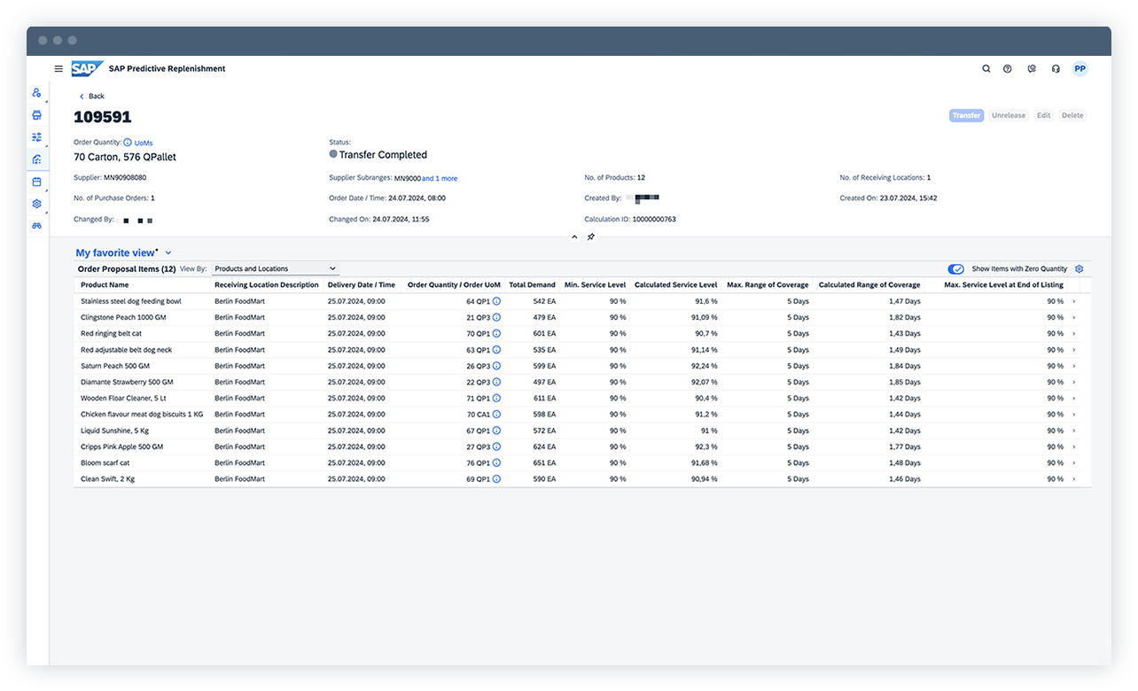 SAP Predictive Replenishment