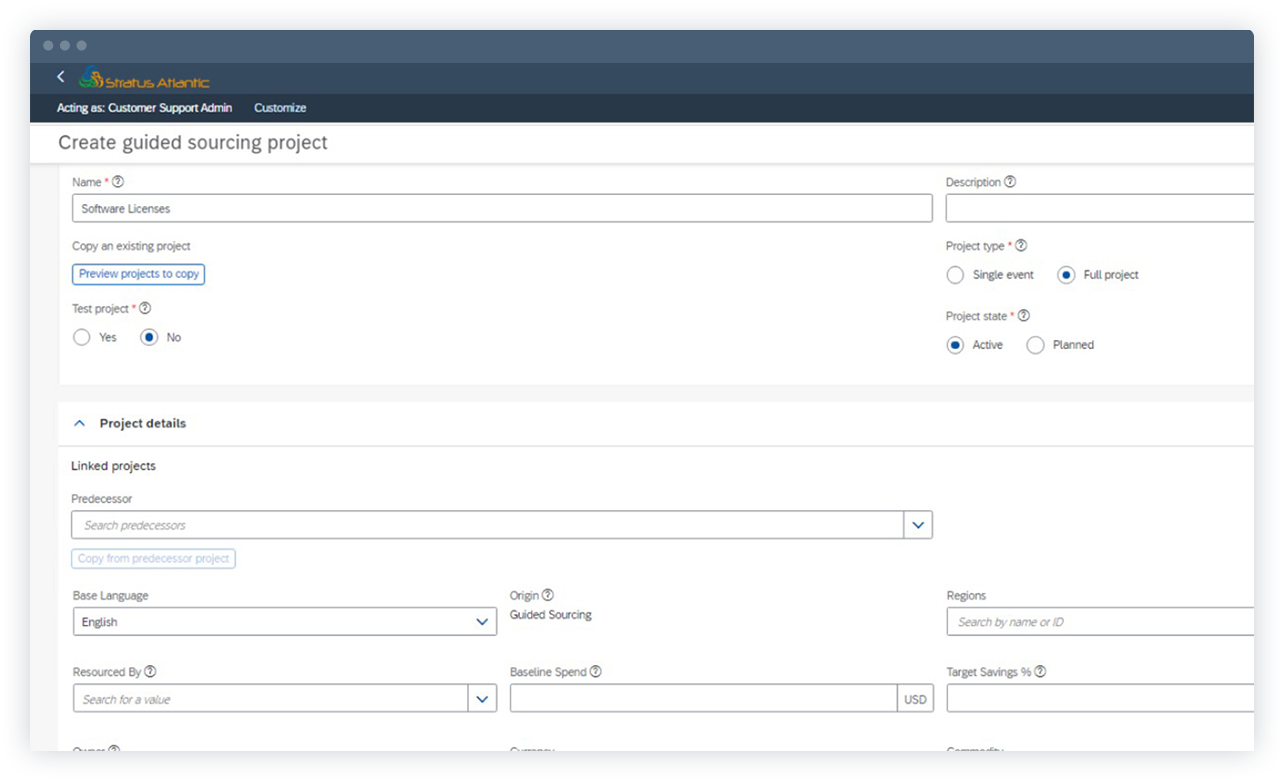 Implementation service for guided sourcing capability for SAP Ariba Sourcing