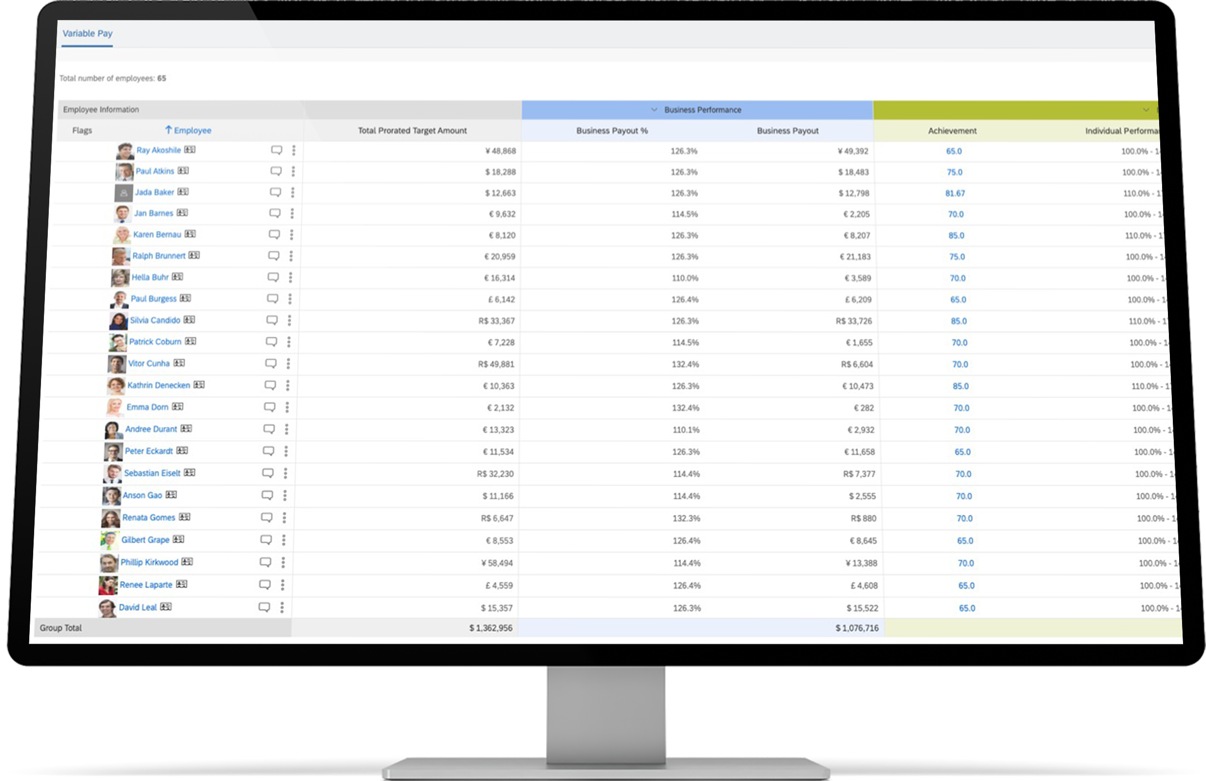 Configuration and update service for variable pay for SAP ...