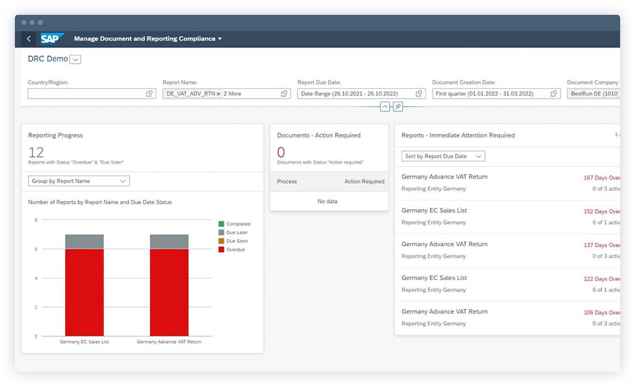 Quick-start service for SAP Document and Reporting Compliance