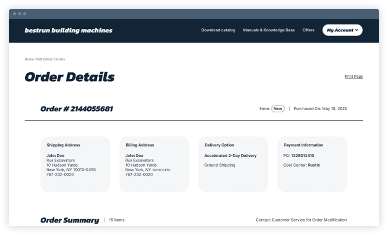 SAP B2B Self-Service Portal