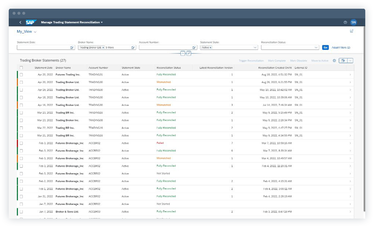 SAP Broker Reconciliation for Commodity Derivatives