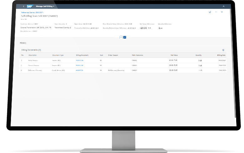 SAP Self-Billing Cockpit